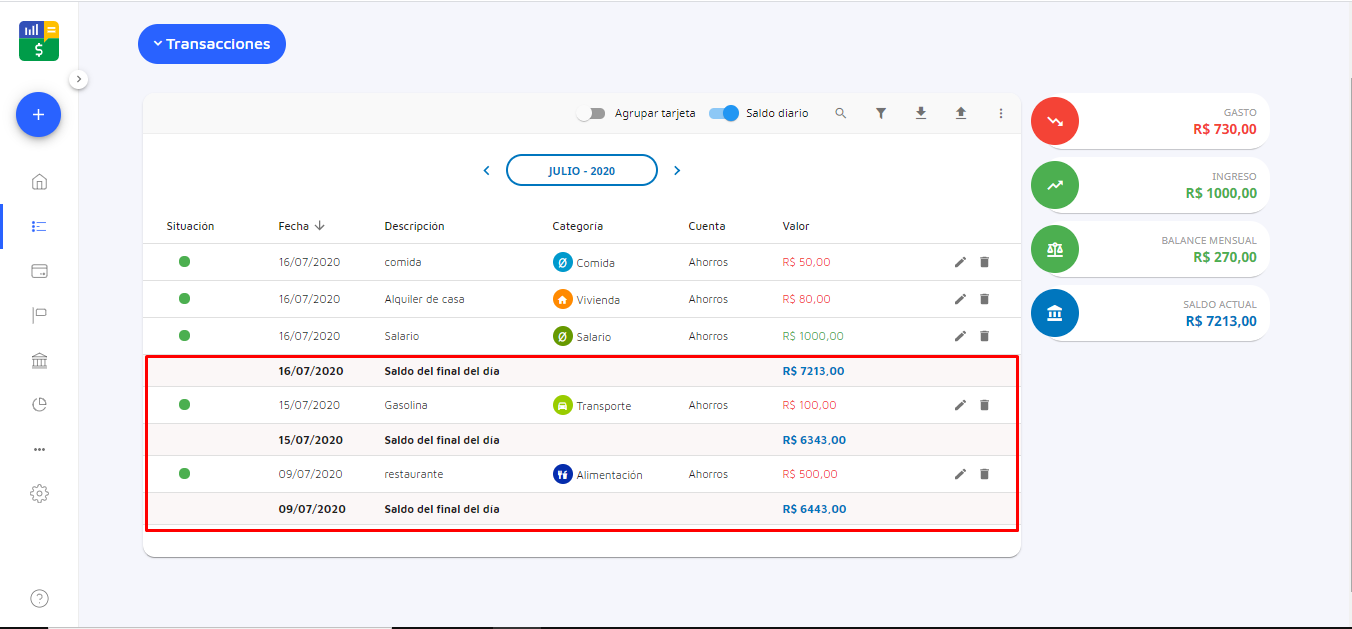 ¿Cómo habilitar la previsión de saldo por día? – Central de Ayuda